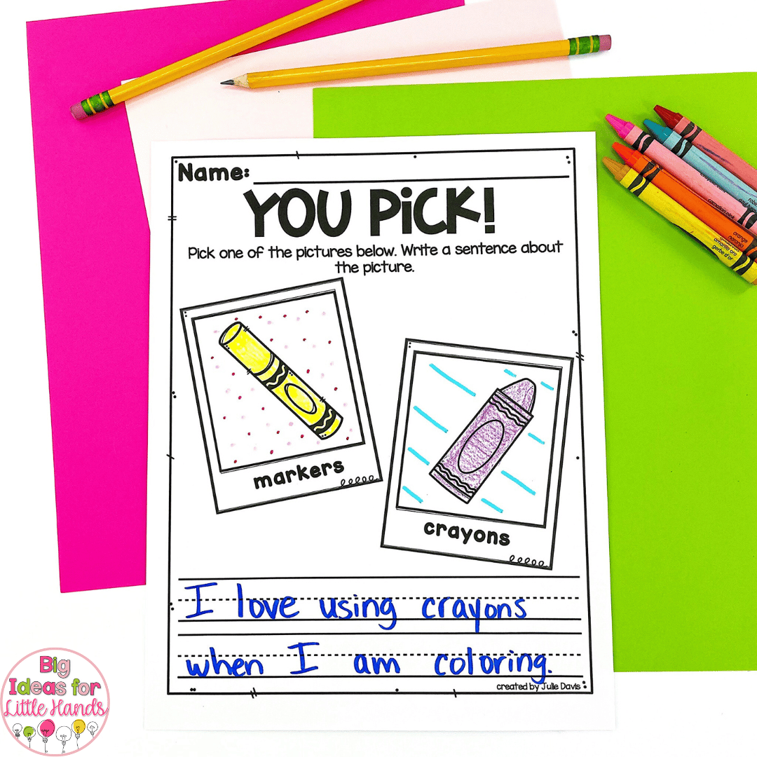 Setting Up a Back to School Writing Center - Big Ideas for Little Hands
