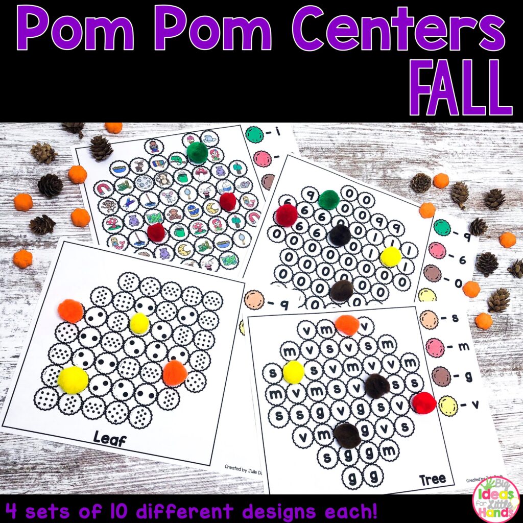 Fall Math and Literacy Pom Pom Activities - Big Ideas for Little Hands