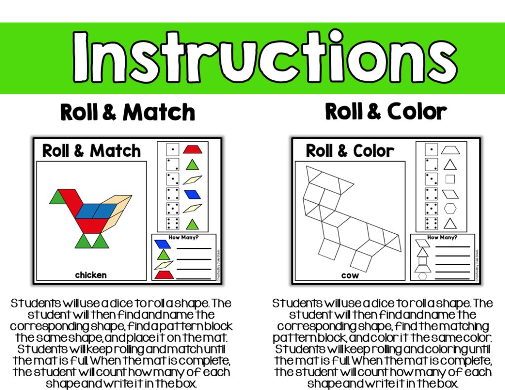 Pattern Blocks Mat Farm Animals Math Games - Big Ideas for Little Hands