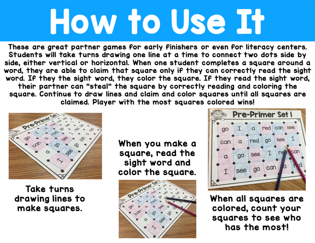 Pre-Primer Sight Words Game Worksheets - Big Ideas for Little Hands